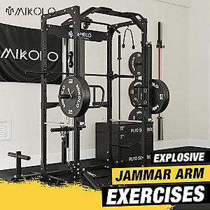 Mikolo Jammer Arms for Power Cage,2"x2" Power Rack, Adjustable Lever Arm Power Rack Attachment for Home Gym Attachments & Accessories,Fit for 1" Holes, 50x50mm, F4 K6 Rack & M4 Smith Machine