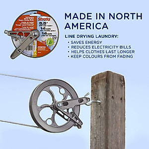 Strata Ball Bearing Style Clothesline Pulley - 5.5'' Heavy Duty Metal, Rustproof Silver for Outdoor Laundry Drying, Clothes Line Pulley for Clothes, Coats, Blankets, and More