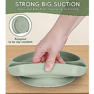 Silicone Baby Feeding Set, Complete Baby Led Weaning Supplies Bpa Free, 8 Pack Baby Eating Supplies with Infant Suction Bowl and Plates, Bowl Cup Spoon and Fork Set, Infant Utensils Dish for Baby