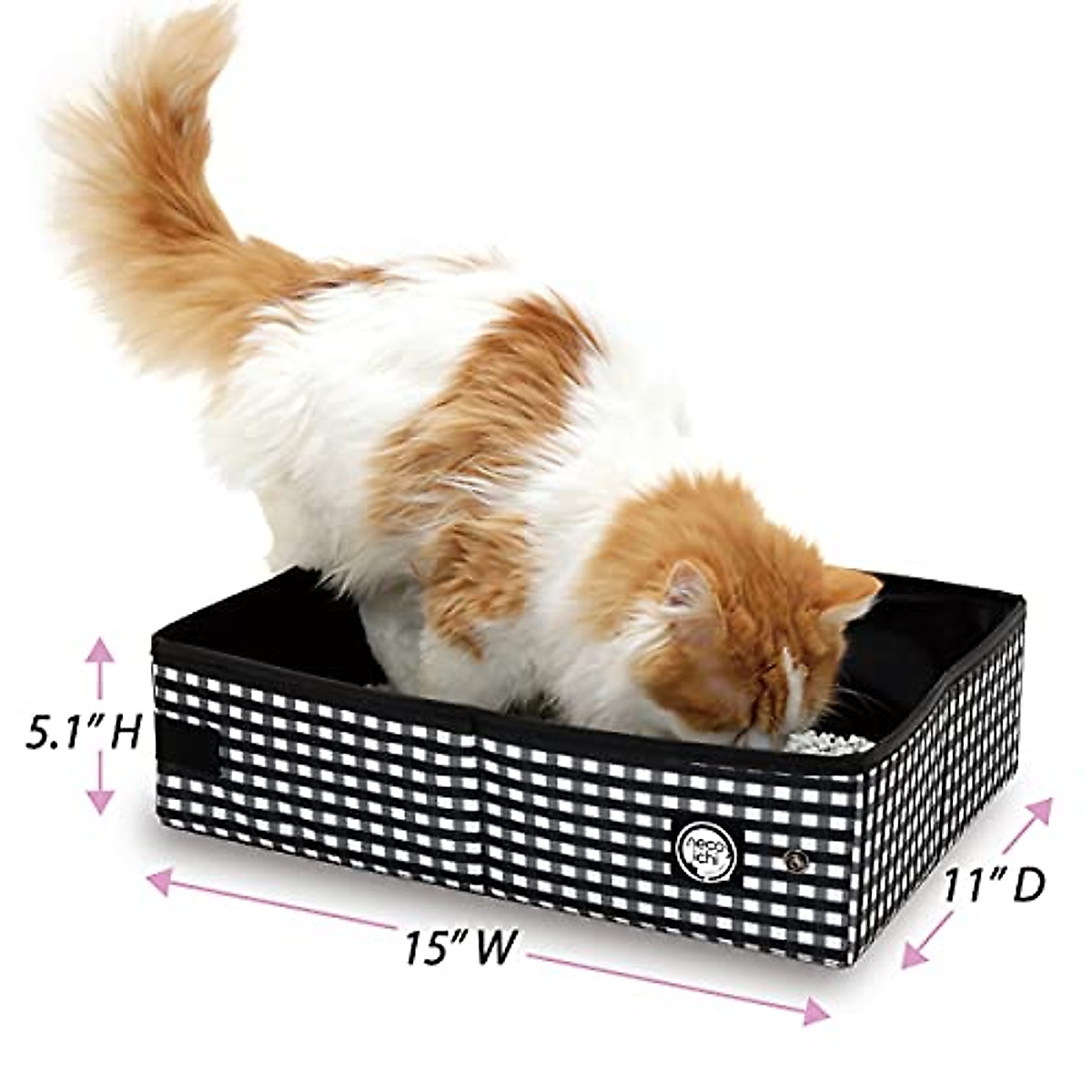 Necoichi Portable Stress Free Cage Carrier and Litter Box, Indoor & Outdoor, Travel (Black, Cage/Kennel+Litter Box)