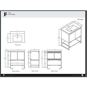 Fine Fixtures 30 Inch Bathroom Vanity with Sink - Modern Knob Free Design, Elegant Space-Saving Solution for Your Bathroom - Durable, Bathroom Vanities for a Contemporary Look - Urbania Collection