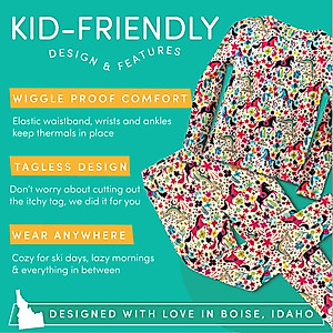 Lone Cone Kids Thermal Underwear Set, Super Comfy Girls & Boys Thermal Underwear Set With Fleece Lined Top And Bottom Matching Set In Fun Patterns For Toddlers And Kids, Extra Small, Moroccan Horse