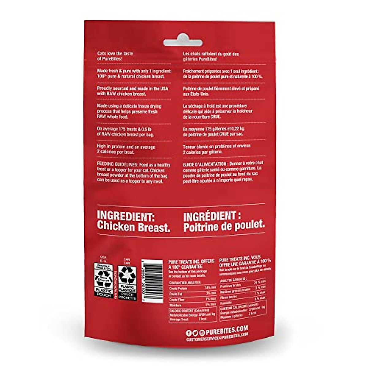 PureBites Freeze Dried Chicken Breast Cat Treats, Made in USA, 2.3oz