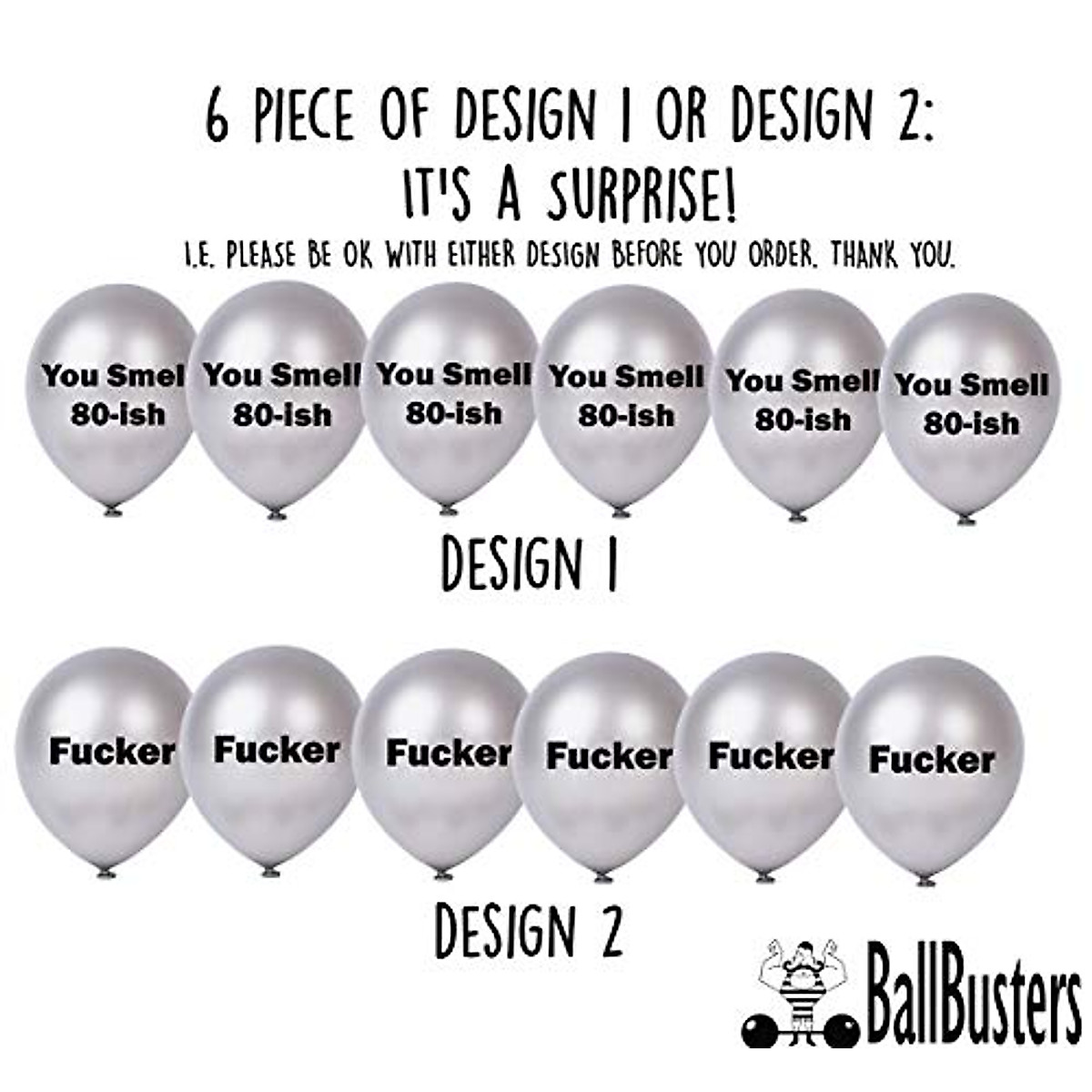 30 pc Funny Adult Birthday Balloons | Gag Gift for a Man Birthday~ Designed by BallBusters, a USA company (30 Black & Silver Balloons)