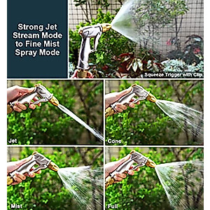 ESOW Garden Hose Nozzle, 100% Heavy Duty Metal Spray Gun with Full Brass Nozzle, 4 Watering Patterns Watering Nozzle- High Pressure Pistol Grip Sprayer for Watering Plants, Car Wash and Showering Dog