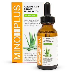 Mino Plus Natural Hair Growth Serum - 60ml / 2fl oz – For Longer, Stronger Thicker, Fuller Hair - Formulated to Prevent Hair Loss, Hair Fall, with Aloe Vera