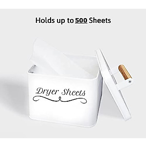 Dryer sheet holder Dispenser Box Container | Modern farmhouse dryer sheet container for laundy room accesories and decor with lid| White