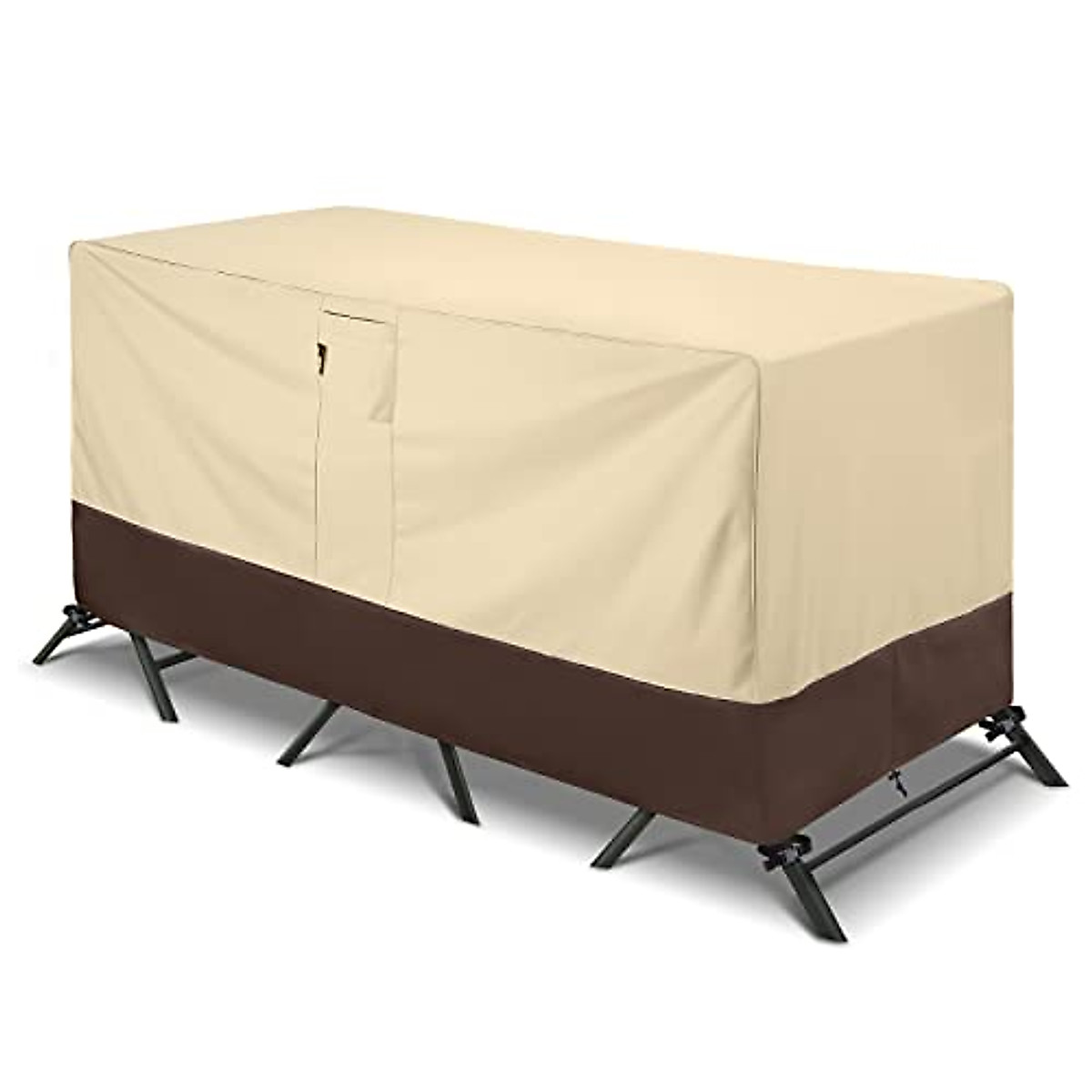 Arcedo Patio Bistro Cover, Waterproof Outdoor Furniture Cover, Heavy Duty Patio Bar Table and Chairs Covers, 80" L x 32" W x 30" H, Beige & Brown