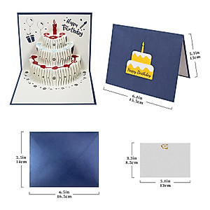 Magic Ants Pop Up Happy Birthday Card,3D Birthday Popup Cards,Birthday Cake Funny Postcards Pop Up Greeting Cards,Pop Up Birthday Cards for Women Men (Fruit Birthday Cake - Blue)