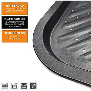 HOMOW Nonstick 14 Inch Heavy Duty Carbon Steel Pizza Tray Pizza Pan with Holes NS-S14 (14" Square Pizza Pan)