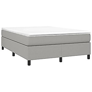 vidaXL Box Spring Bed with Mattress Home Bedroom Mattress Pad Double Bed Frame Base Foam Topper Furniture Light Gray 59.8"x79.9" Queen Fabric