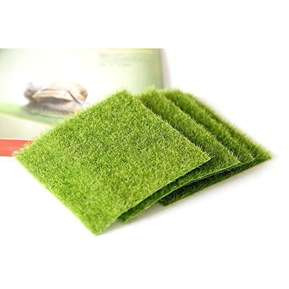 SUN-E 4 Pcs Life-Like Fairy Artificial Grass 6''x 6'' Miniature Ornament Garden Dollhouse Garden DIY Grass Home Office School Indoor Decoration