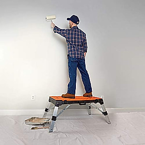 Disston 30146A OmniTable 4 in 1 Portable Workbench Work Table Dolly Scaffold and Creeper Adjustable Height with Folding Legs with Free Blu-MOL Jigsaw Blade Set (E0130146)