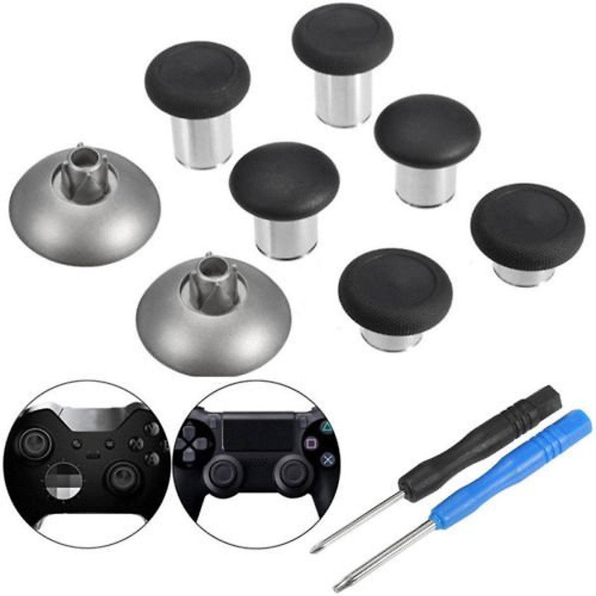 E-MODS GAMING® Replacement Thumbsticks & Grip Holder Base for X-One Elite/PS 4/Switch Pro Controllers - Black