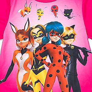 Miraculous Cat Noir Ladybug Rena Rouge Little Girls Pajama Shirt Shorts Black/Pink 4