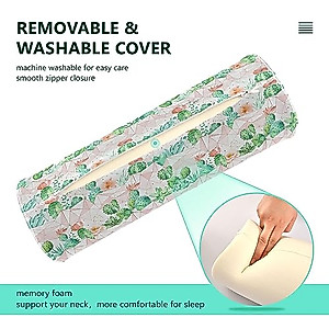 Vnurnrn Succulents Cactus Peach Neck Support Pillow Round Neck Roll Bolster Cylinder Pillow Cervical Pillows Round Neck Pillow for Leg Knee Back Head Support for Bedroom Camp Work Women Men
