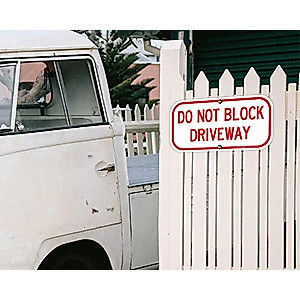(2 Pack) Do Not Block Driveway Sign, No Parking Sign.40 Rust Free Aluminum 12 x 6 Inches, UV Protected, Weather Resistant, Waterproof, Durable Ink, Easy to Mount