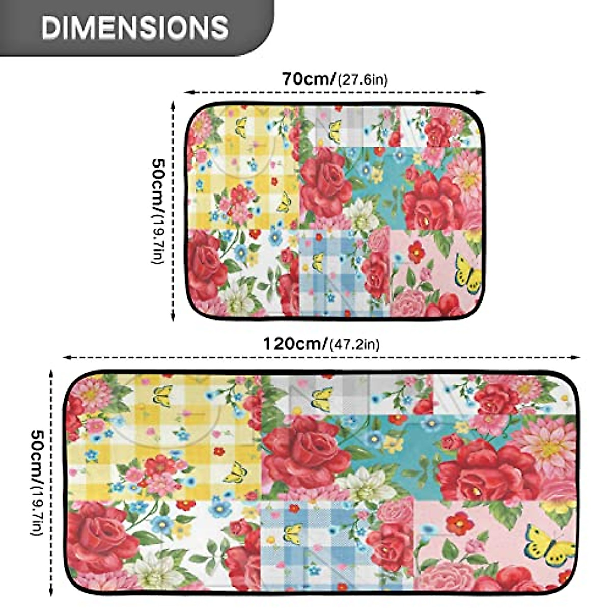 Rose Flower Butterfly Kitchen Mats The Flower Floral Kitchen Rugs Runner Laundry Rug Non Slip Floor Door Mats Soft Doormats Carpet Home Decor Set of 2