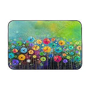 Kitchen Mat Dandelion Kitchen Floor Mat Cushioned Anti-Fatigue Kitchen Rug Colorful Dandelion Non-Slip Kitchen Rugs and Mats Comfort Mat for Kitchen, Floor Home, Office, Sink, Laundry