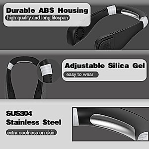 CARPESUN Portable Neck Fan Bladeless, Wearable Personal Cooling Fan, 360° Neck Air Conditioner, Hanging Headphone Design, Hands-Free, Quiet Mini Neck Fan, 2000mAh Battery Rechargeable, 3 Speeds(Black)