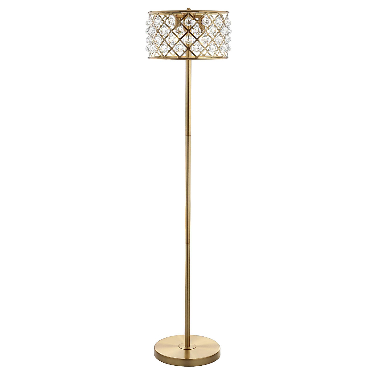 JONATHAN Y JYL9000A Elizabeth 60" Crystal/Metal LED Floor Lamp, Contemporary, Transitional, Elegant, Geometric, Office, Living Room, Family Room, Dining Room, Bedroom, Hallway, Foyer, Brass Gold/Clear
