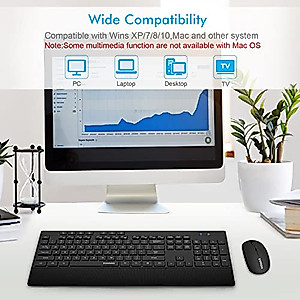 Wireless Keyboard and Mouse Combo, E-YOOSO Full-Sized 2.4GHz Wireless Keyboard with Palm Rest and 3 DPI Adjustable Wireless Mouse for Windows, Mac OS Desktop/Laptop/PC