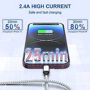 [Apple MFi Certified] iPhone Charger, 5Pack(3/3/6/6/10 FT) Lightning Cable Apple Charging Cable Fast Charging High Speed Compatible iPhone 14/13/12/11 Pro Max/XS MAX/XR/XS/X/8/7/Plus iPad(Silver&Grey)