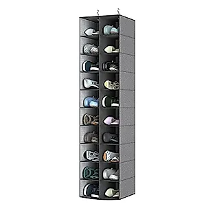 Libeder Hanging Shoe Organizer for Closet, Hanging Closet Organizers 20 Section Shoe Shelves, Space Saving Shoe Holder & Storage, Grey, 12''W×12''Dx 50''H