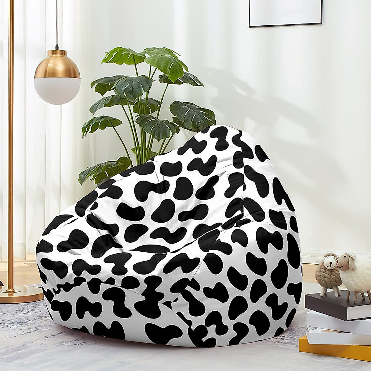 Lukery Bean Bag Chair for Adults (No Filler), Cow Print Bean Bag Cover, Stuffed Animal Storage Bean Bag Chairs for Kids, 3D Comfy Bean Bags Cotton Beanbag Lazy Sofa (S/27.6x31.5'',Cow Pattern 2)