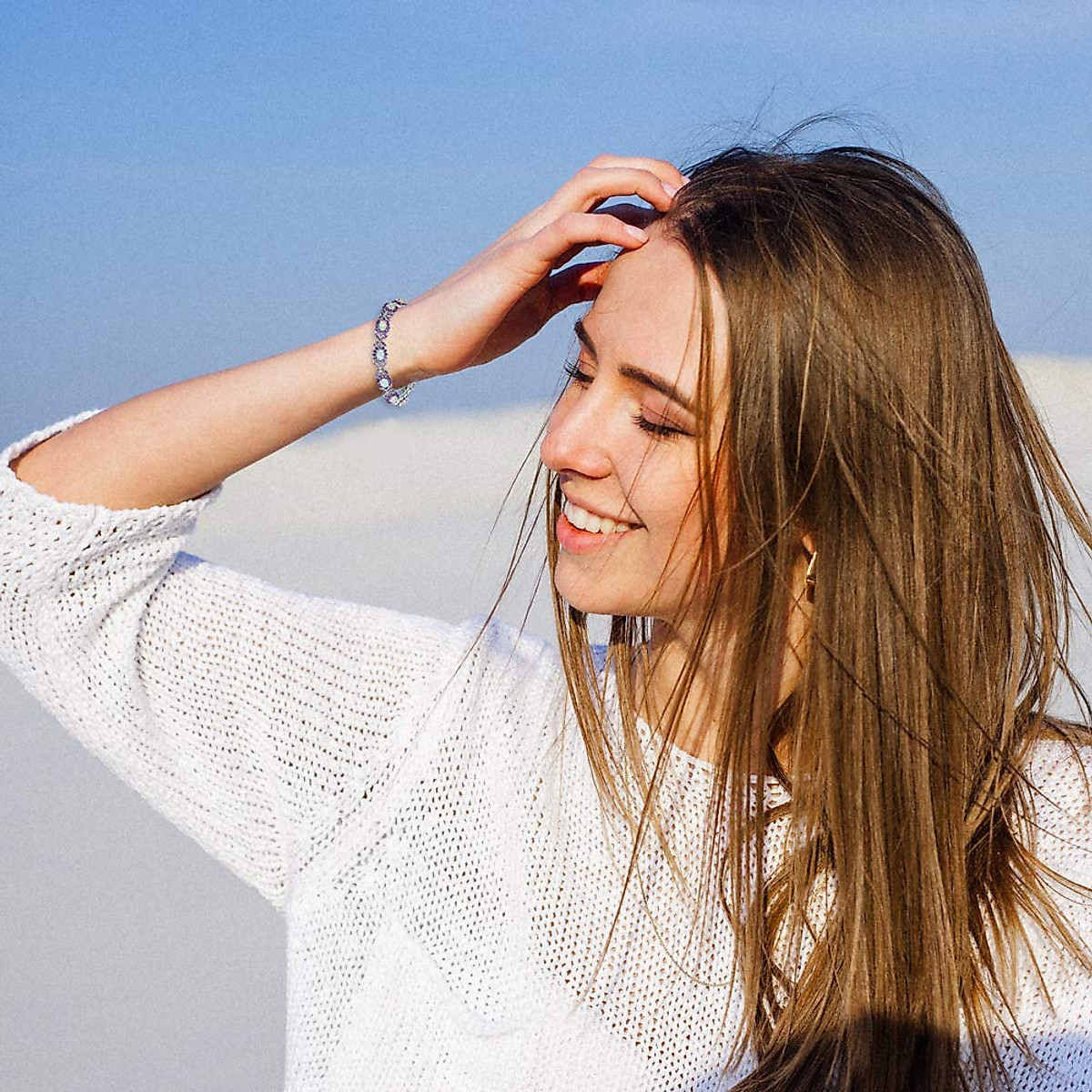 CiNily Opal Tennis Bracelets 18K White Gold Plated link Bracelets Opal Jewelry for Women