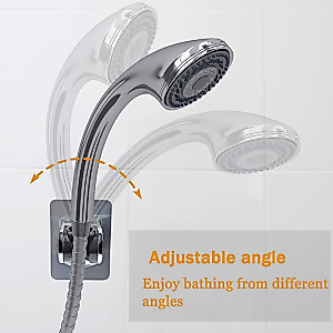 1Pcs Strong Adhesive Waterproof Shower Head Stand, Self Adhesive Shower Head Holder, Adjustable Handheld Shower Holder NO Drilling Wall Mount Waterproof for Shower Room, Chrome