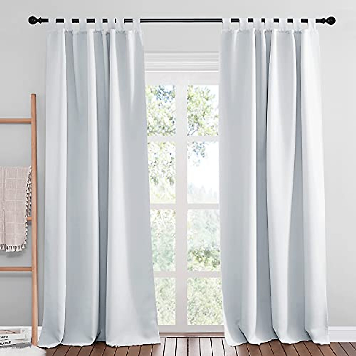 NICETOWN Indoor Curtain Waterproof with Tab Top Design, Thermal Insulated Sunlight Block Patio Curtain for Keep Warm in Winter & Keep Cool in Summer (1 Pack, W52 x L84, Greyish White)
