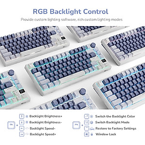 RK ROYAL KLUDGE M75 Mechanical Keyboard with OLED Smart Display and Volume Knob, 2.4G/USB-C/BT Gasket Mounted 75% Layout Wireless Gaming Keyboard with 81 Keys, RGB Backlit Hot-Swappable Red Switch