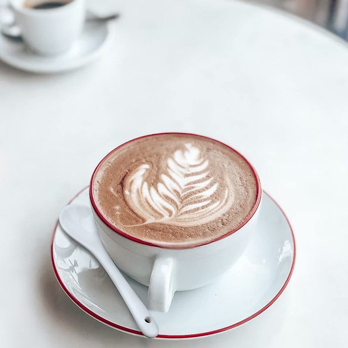 AceElite Espresso Spoons 8 Pieces, Ceramic Coffee Spoons Set, White Small Spoons for Coffee, Tea, Yogurt, Sauce and Desserts, Ice Cream, Teaspoons Dishwasher Safe, 4.7 inch