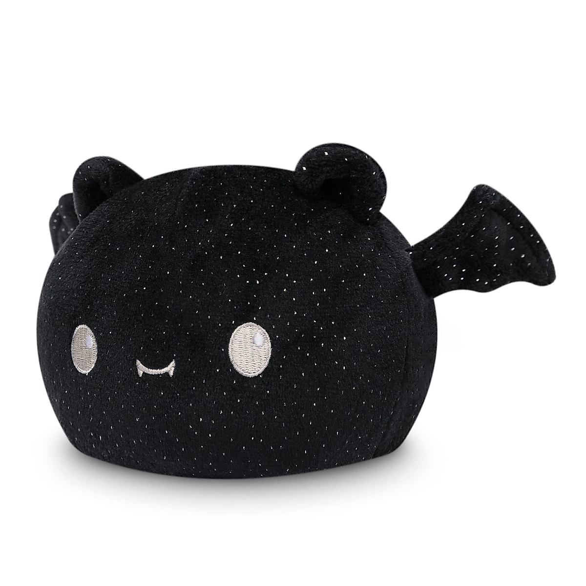 TeeTurtle - The Original Reversible Bat Plushie - Black + White Sparkle - Cute Sensory Fidget Stuffed Animals That Show Your Mood - Perfect for Halloween! 3.5 inch