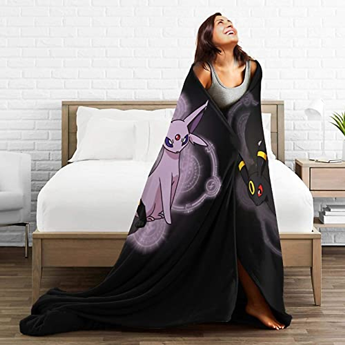 Interesting Flannel Fleece Blanket for Beding Cozy Plush Throw Lightweight Decorative Air Conditioner Towel Couch Sofa Chair Office Travelling Camping Gift 50 inchX40 inch, Black