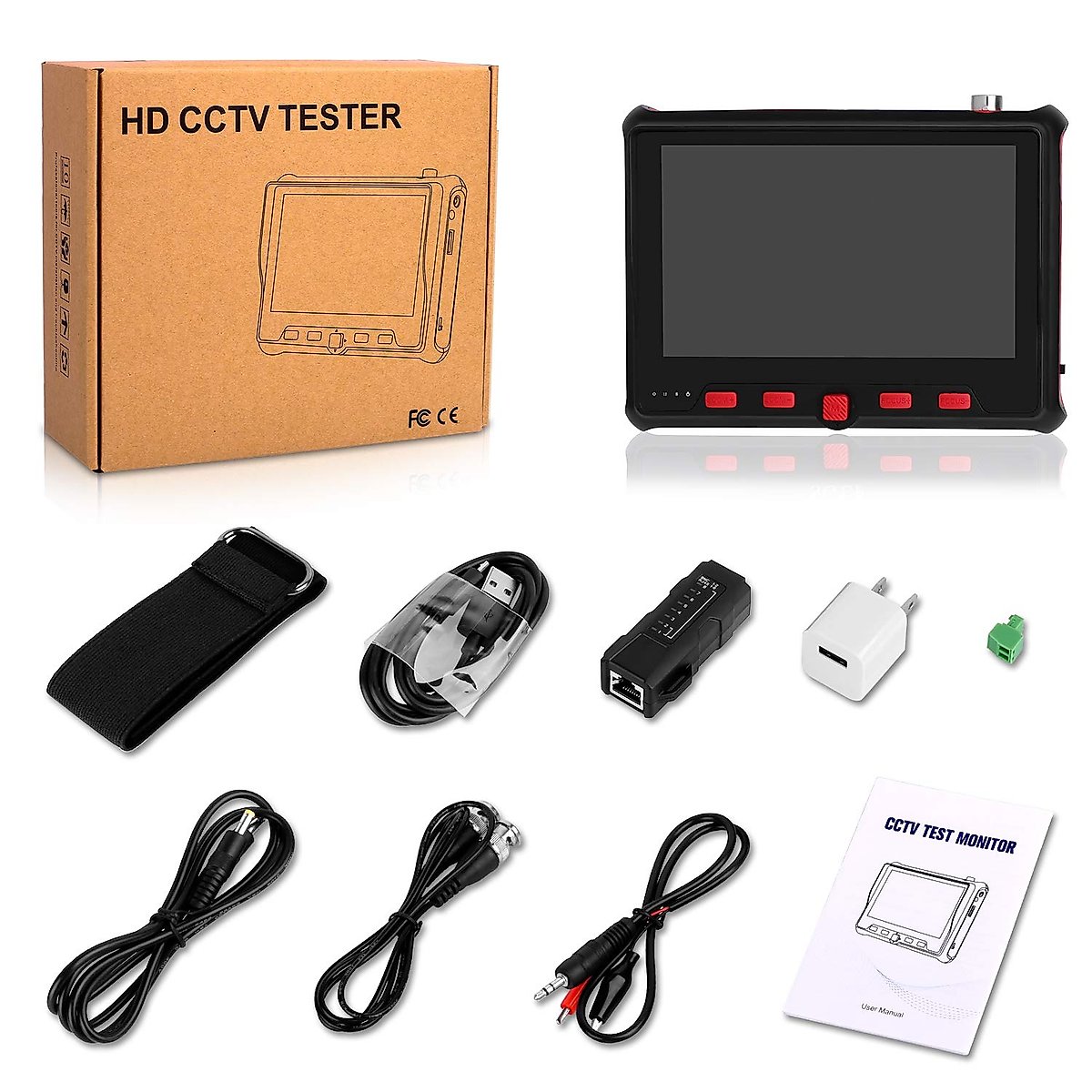 SGEF CCTV Tester 4-in-1 Portable Camera Tester HD 8MP AHD/TVI/CVI/CVBS Analog Tester 4.3-inch LCD Moniter Analog Video Test Cable Test PTZ Control 12V Power Output UTC OSD Control (6300W)