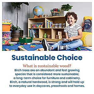 ECR4Kids 5-Compartment Mobile Storage Cabinet, 24in, Classroom Furniture, Natural