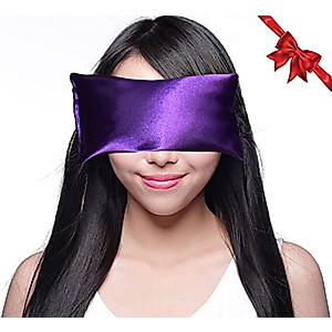 Happy Wraps Lavender Eye Pillow - Hot Cold Aromatherapy Satin Eye Mask for Yoga, Sleeping, Migraines, Stress, Relaxation - Gifts for Women, Birthdays, Coworkers, Christmas - Amethyst