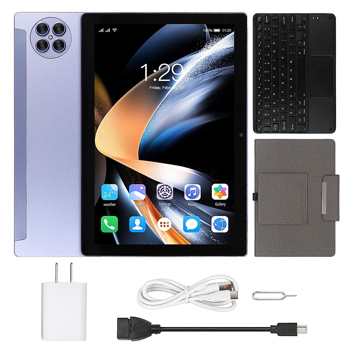 2 in 1 Tablet, 10.1 Inch Android 12 Tablet, Octa Core CPU, 8GB RAM 256GB ROM, FHD Touchscreen, 8MP+16MP Camera, WiFi, BT 5.0, Dual SIM, 4G LET Tablet with Keyboard Case (Blue)