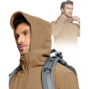 TACVASEN Tactical Hoodies for Men Windproof Fleece Hoodies Zip Up Mens Jacket Winter Warm Hoodie Hunting Brown