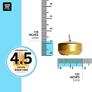 Axiom - Pack of 24 Floating Candles, 4 Hours Burning Time - Dripless Floating Candles for Valentine's Day - 100% Pure and Natural Hand-Rolled Wax Candles for Parties - Metallic Golden (Unscented)