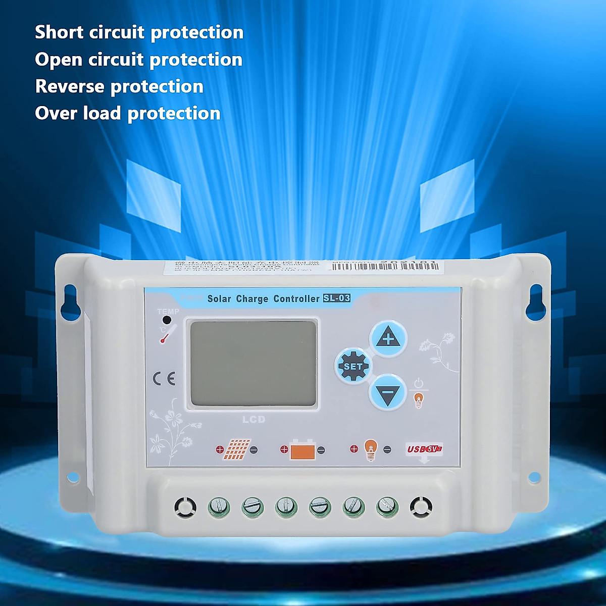 Wincong 10A SL03 LCD Display , Solar & Wind Power Energy Controllers Solar Panel Photovoltaic System Charge and Discharge Controller