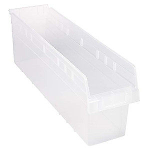 QUANTUM STORAGE SYSTEMS K-QSB806CL-3 3-Pack Store-Max Plastic 8" Shelf Bins, 23-5/8" x 6-5/8" x 8", Clear