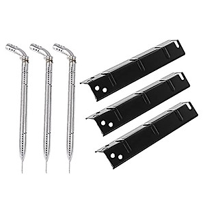 Hisencn Grill Replacement Parts for Expert Grill 3 Burner Walmart XG10-101-002-02, Stainless Steel Grill Burner and Porcelian Heat Plates for Expert Grill Parts