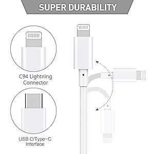 Suswillhit USB C to Lightning Cable 3Ft Apple MFi Certified Power Delivery Fast Charger Cord for iPhone 12/12 Mini/12 Pro/12 Pro Max/11 Pro/11 Pro Max/X/XS/XR/XS Max/8/8 Plus/iPad/AirPods