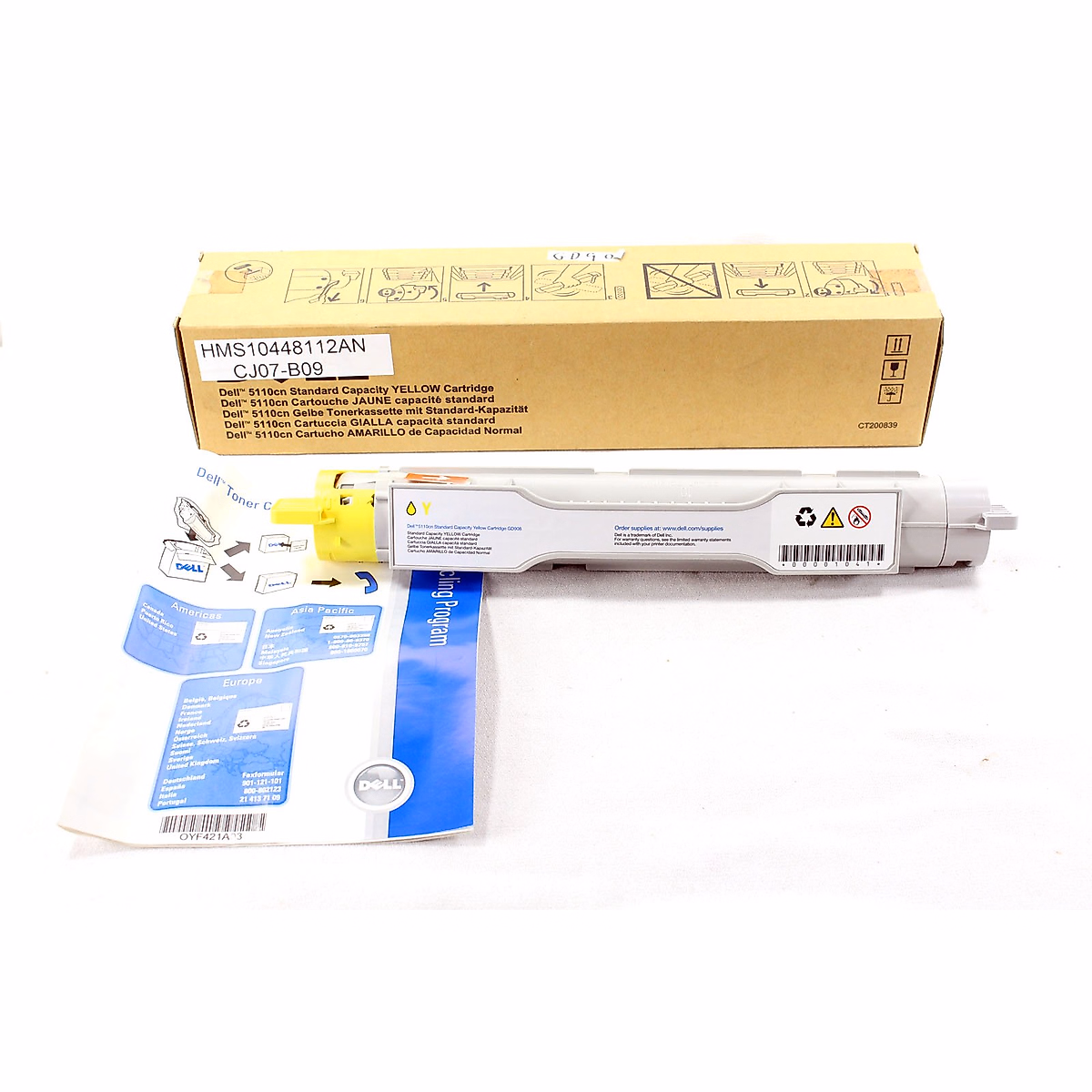 Dell Yellow 8000 Page Yield Toner Cartridge for 5110CN Printer GD908