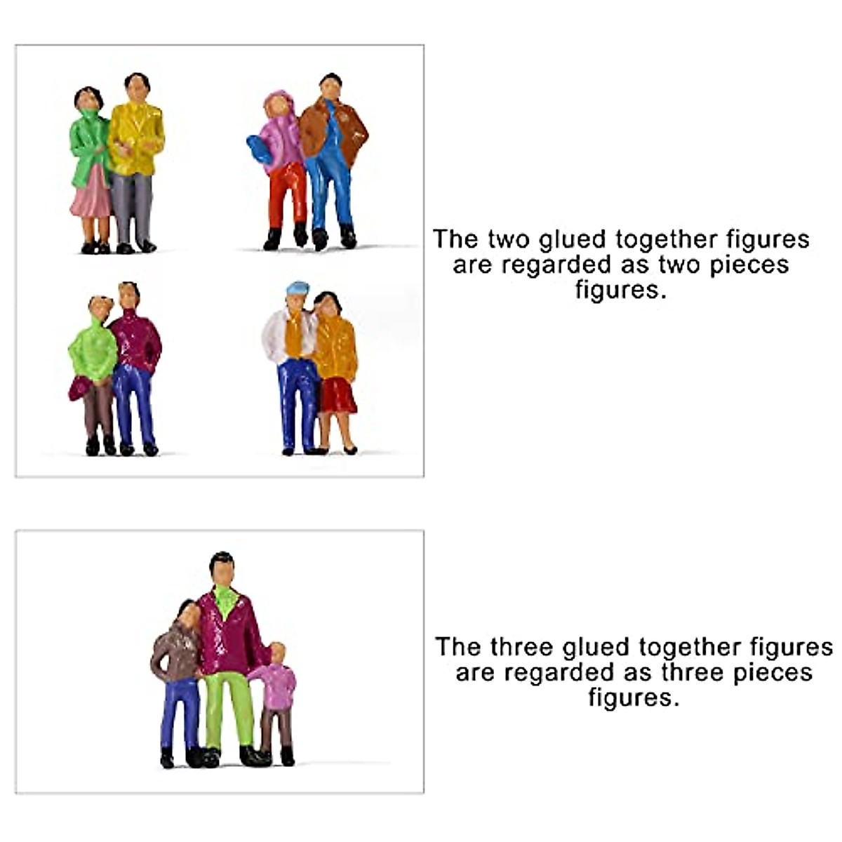 P100W 100pcs 1:87 Painted Figures HO Scale Standing People Assorted Poses Model Trains