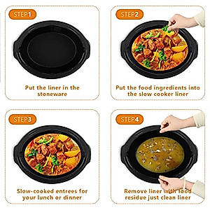 Slow Cooker Liners Fit Crockpots 7-8 Quart,Reusable Silicone Liner Insert for Crock Pot,Leakproof & Dishwasher Safe Cooking Liners for 7-8 QT Large Oval Crock-Pots(Black)