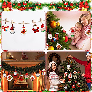 Skylety 8 Pieces 3D Christmas Tree Ornaments Set Felt Santa Elf Snowman Candy Cane Ornament, Christmas Stocking, Gnome Felt Decoration(Santa Claus)